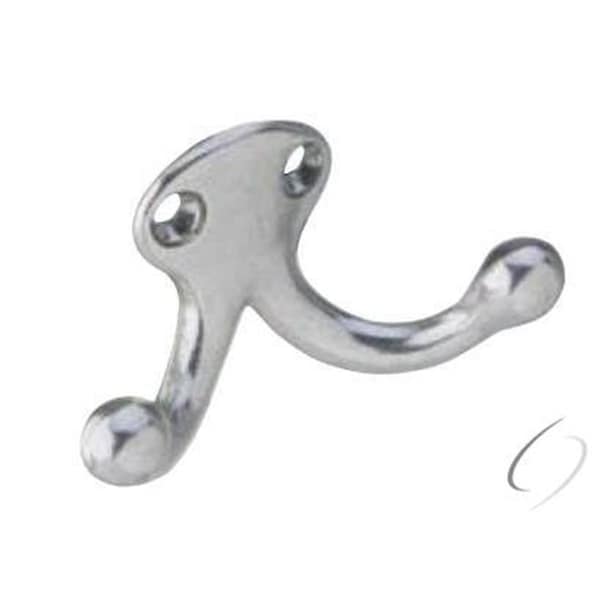 Ives Commercial Solid Brass Double Wardrobe Hook Satin Chrome Finish 582B26D | Zoro